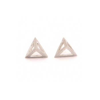 Sml Triangular Prism Studs-Silver - OS : Earrings at The Vault NZ