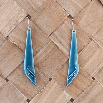 Porcelain Earrings Long Koru Detail - Jewellery at The Vault NZ - NZ