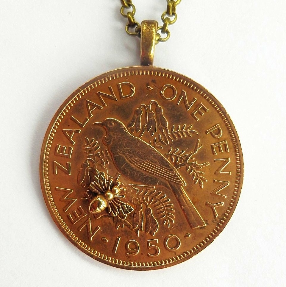One Penny Pendant w Bronze Bee - Jewellery at The Vault NZ - NZ
